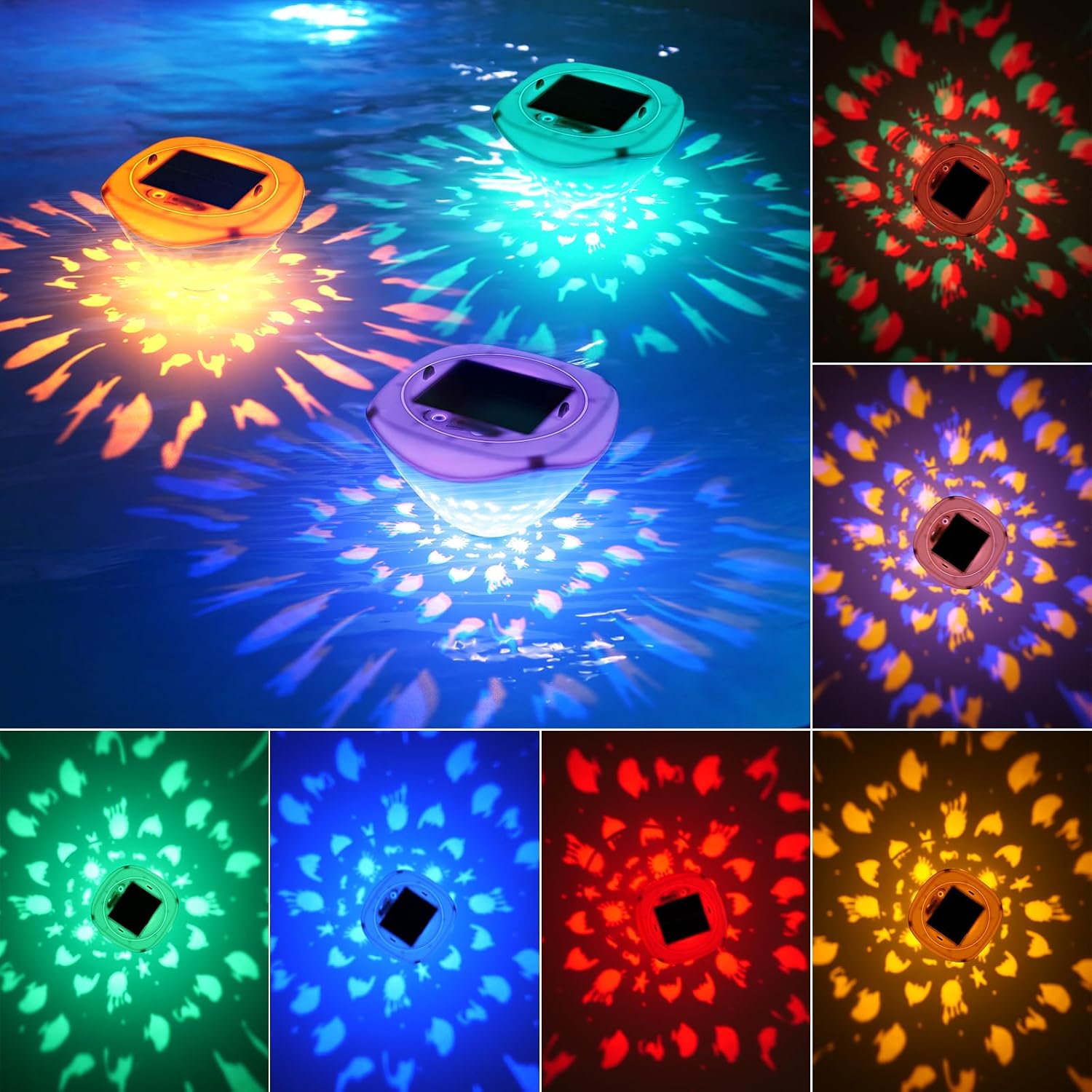 Amazon.com : Solar Power Swimming Floating Pool Lights, Rechargeable ...