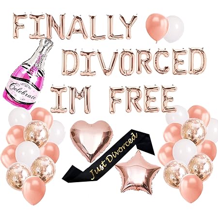 Amazon.com: MAGJUCHE Black Divorced AF Balloons, 16pcs Divorced Party ...