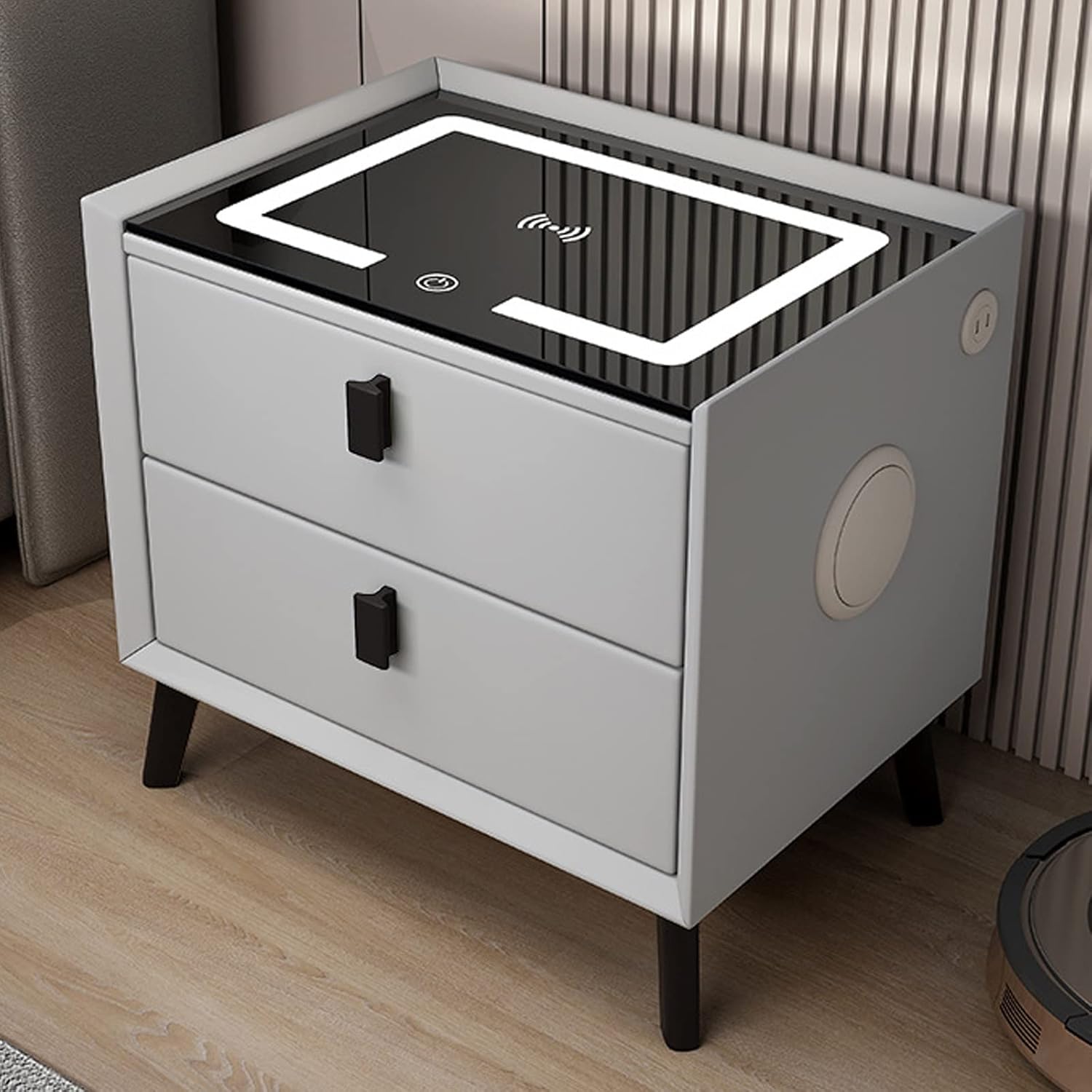 Smart Nightstand with Wireless Charging Station and LED Lights ...