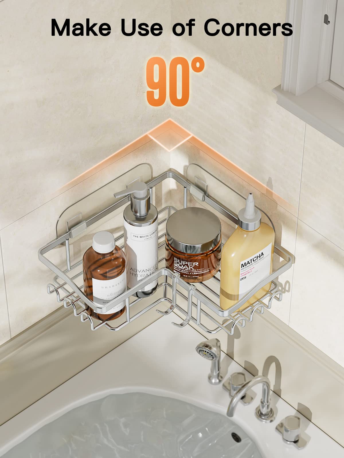 AMADA HOMEFURNISHING Shower Caddy Set, 3-Pack Corner Shower Caddy Set ...