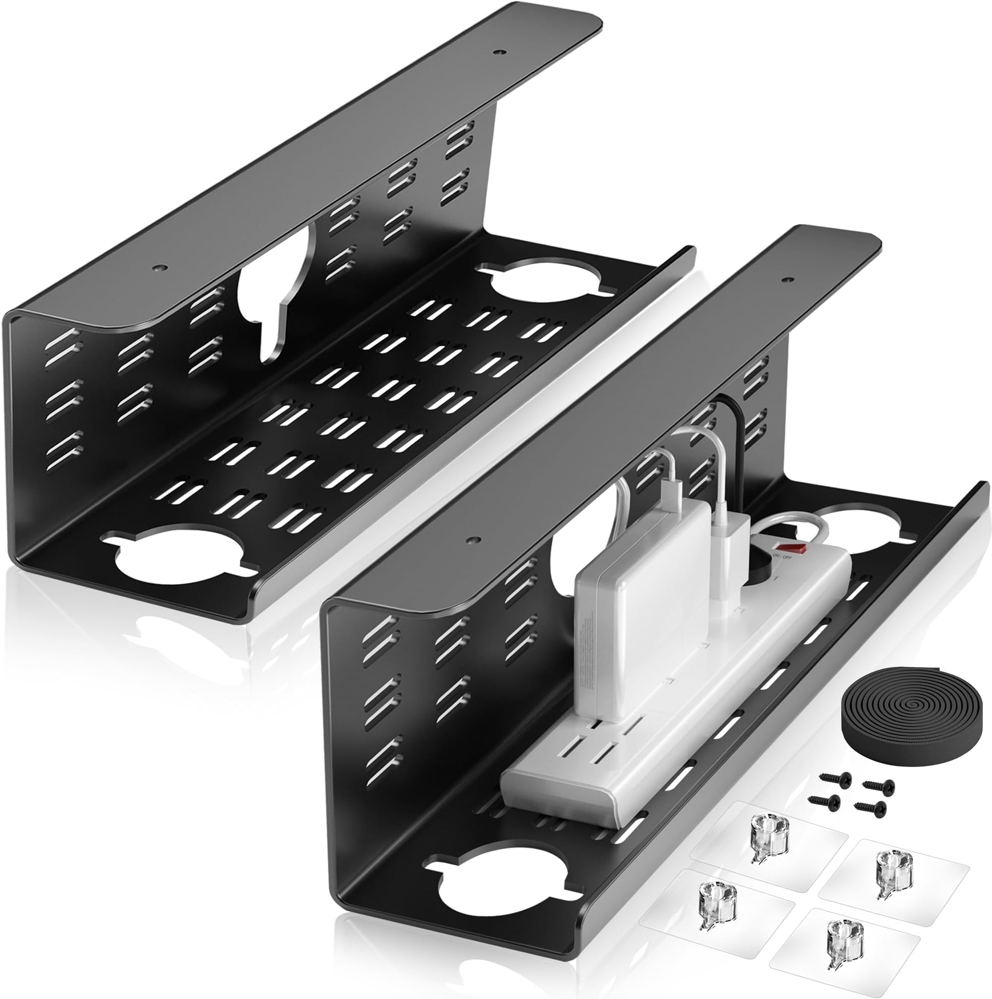 Cinati 2 Pack Cable Management Under Desk,32 inch Alloy Steel Large ...