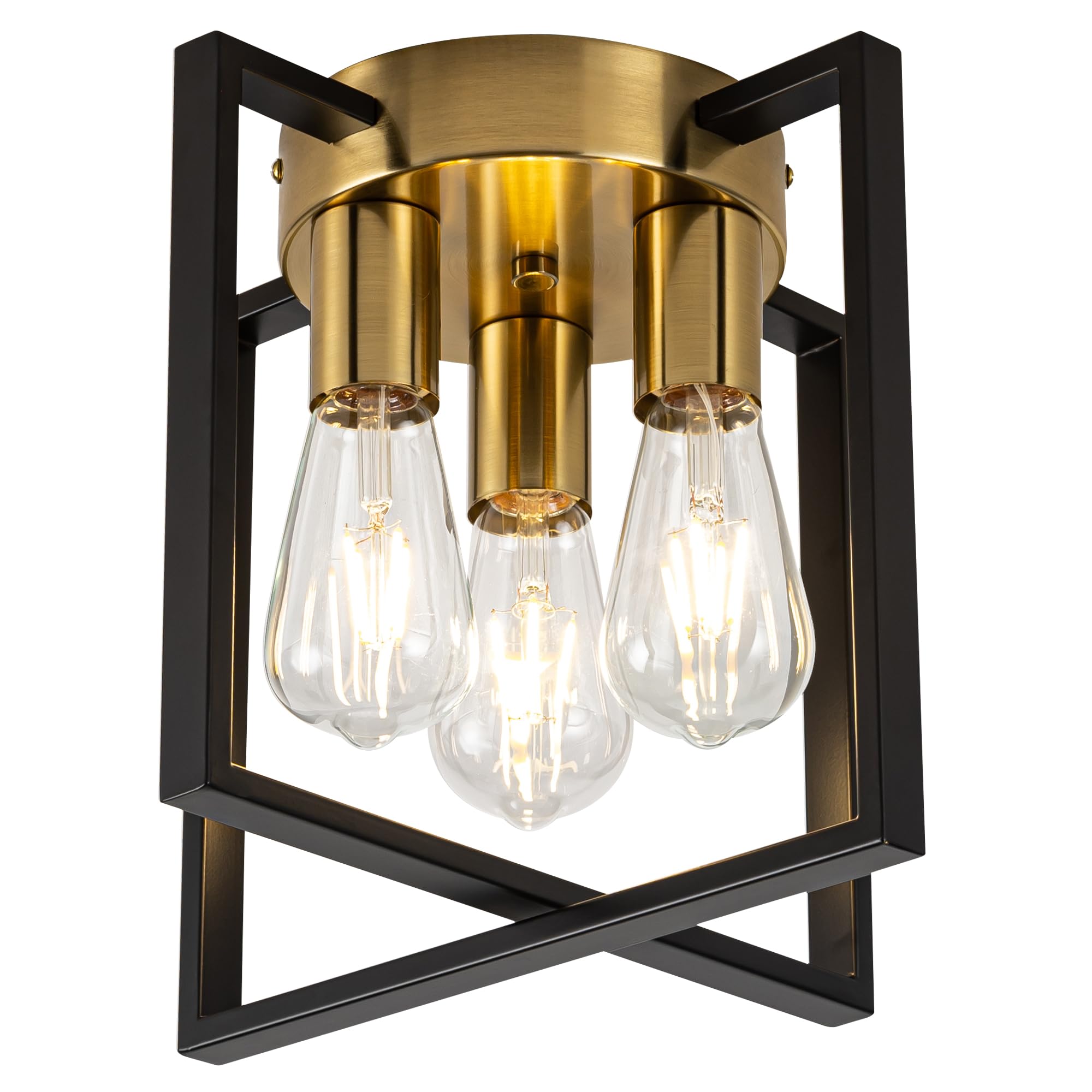 Edzemuwa Modern Cube Frame Ceiling Light Fixture, 3 Bulbs, Black and ...