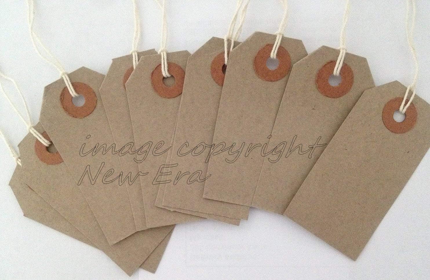 Pack of 100 Brown Buff Strung Tags All Size Manila Luggage Labels ...