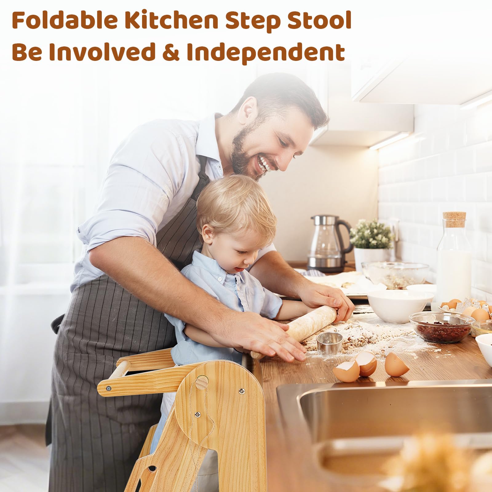 Snapklik.com : Foldable Kitchen Step Stool, Montessori Step Stool For ...