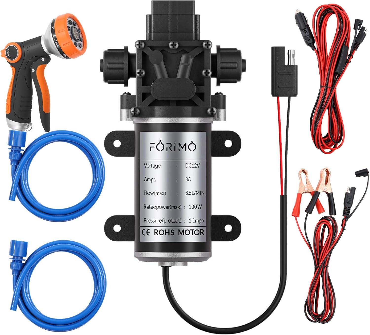 Amazon.com: 12 Volt Water Pump,100W 1.7GPM 160PSI Portable Pressure ...