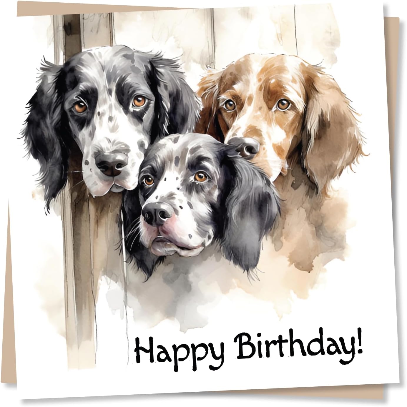 Amazon.com : Nokular Beautiful Watercolour Three Dogs Happy Birthday ...