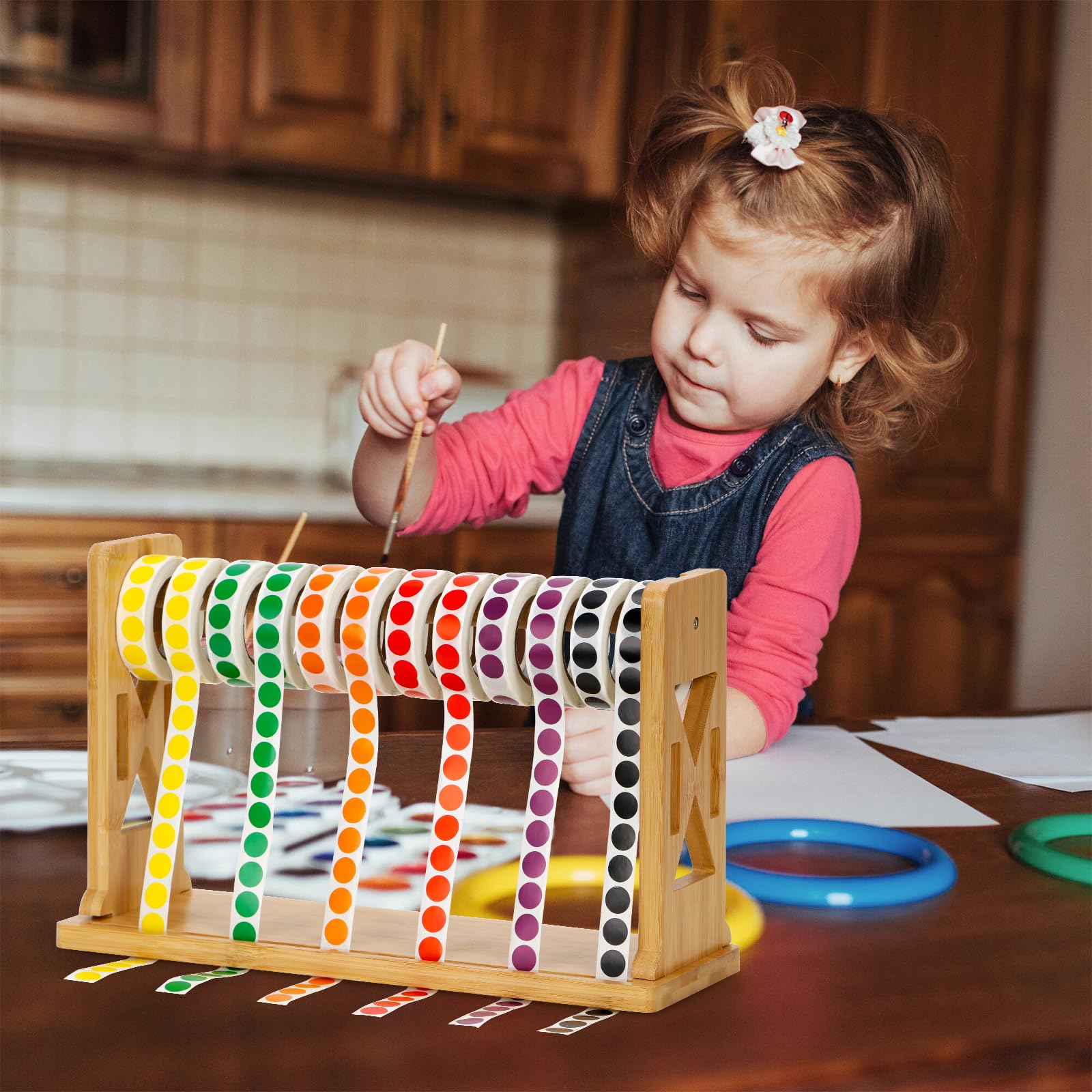 Snapklik.com : Wooden Label Dispenser Large Sticker Roll Holder ...