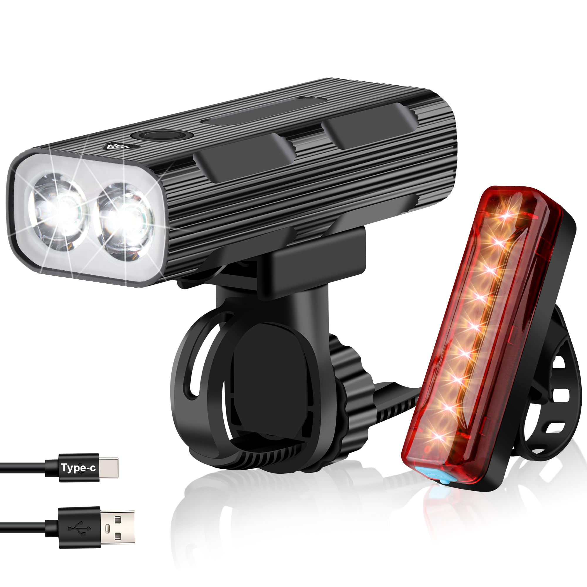 Amazon.com : iKirkLiten 1500 Lumens Bike Light Set, Front and Back ...