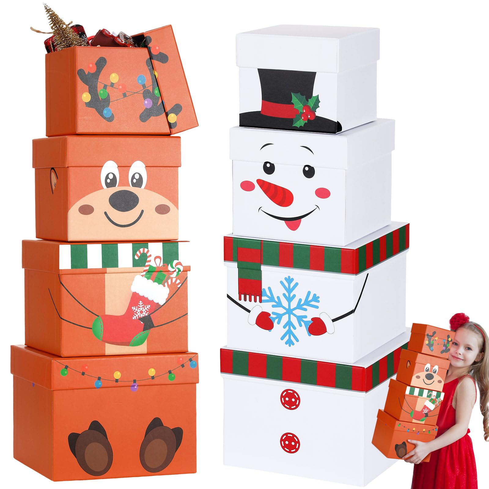 Snapklik.com : Tenceur 8 Pcs Christmas Nesting Box Decorative Stacking ...