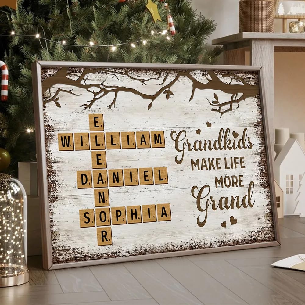 Amazon.com: Love Signal Personalized Scrabble Poster Canvas for Grandma ...