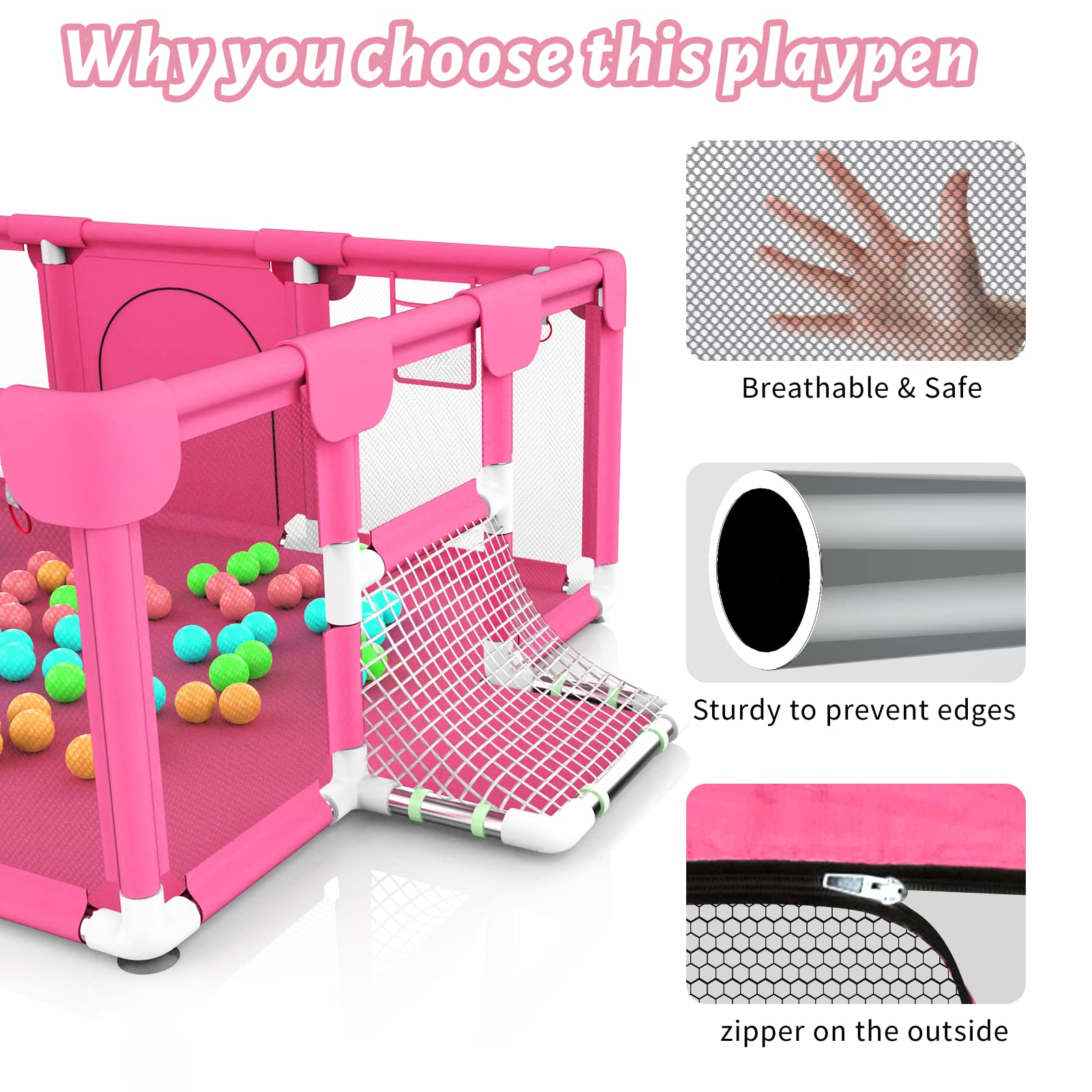 Bouncats Baby playpen, Playpen for Babies, Kids Baby Ball Pitwith 40PCS ...