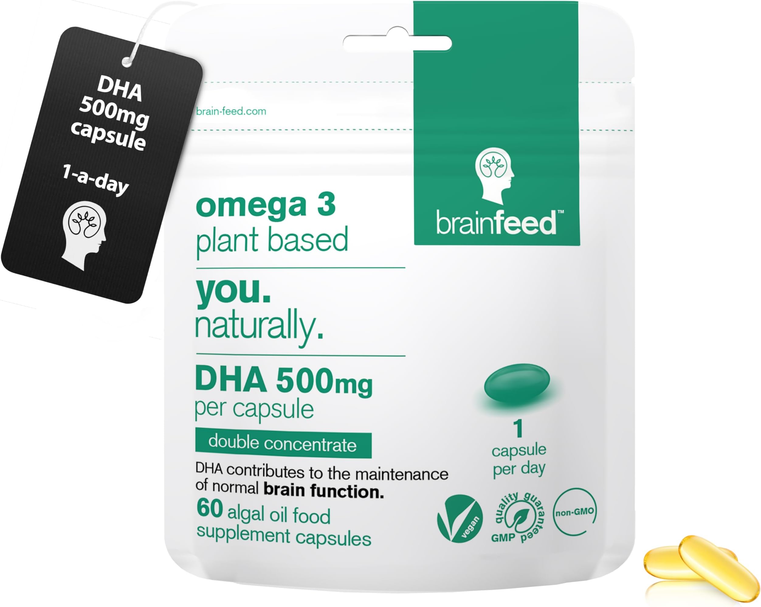 Amazon.com: Omega-3 Vegan | Double Concentrate DHA 500mg PER Capsule ...