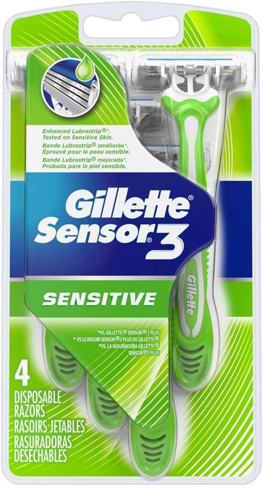 Amazon.com: Gillette Sensor 3 Disposable Razors Men's 4 Each (Pack of 2 ...