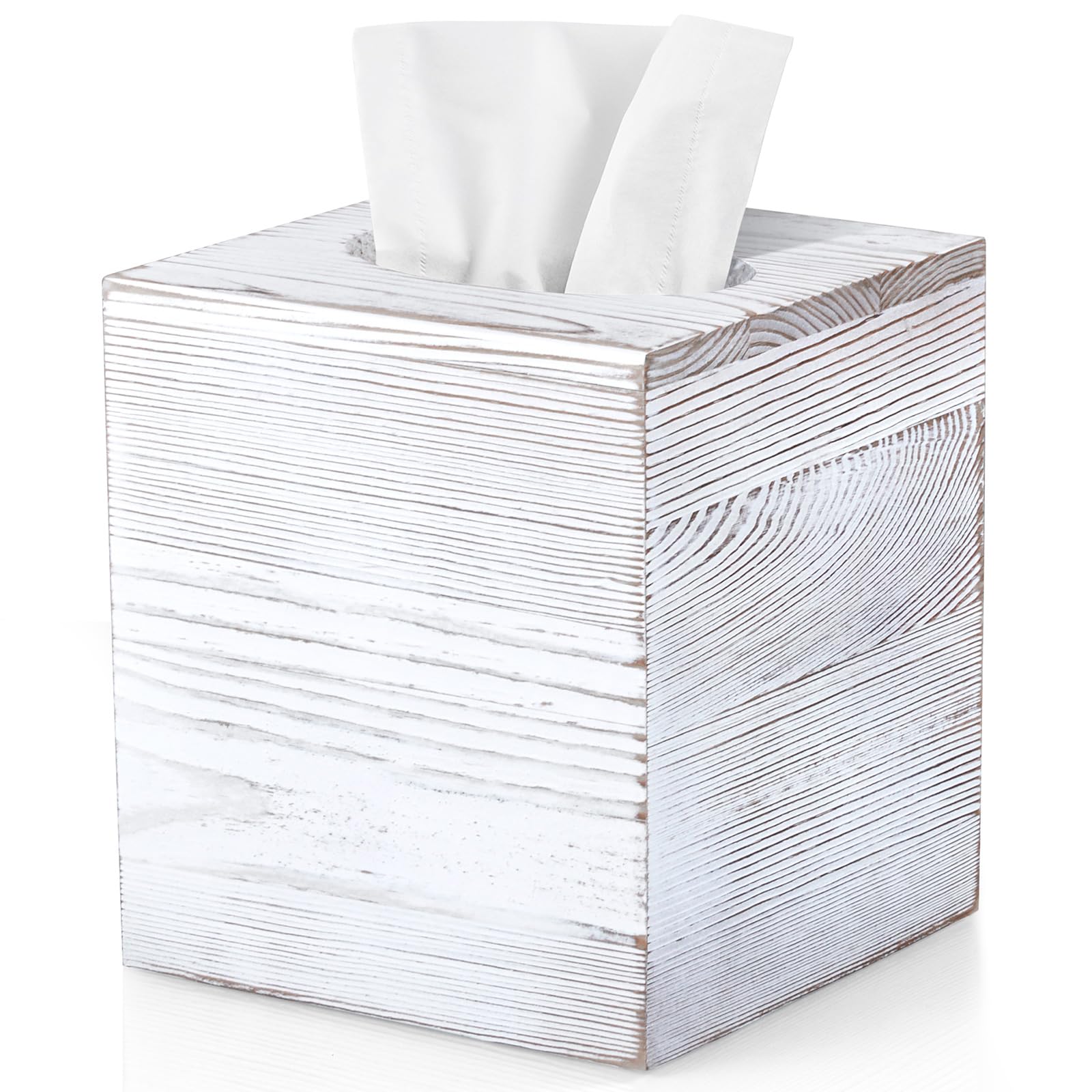 Amazon.com: ALELION Rustic Tissue Box Cover Square - Thick Wooden ...