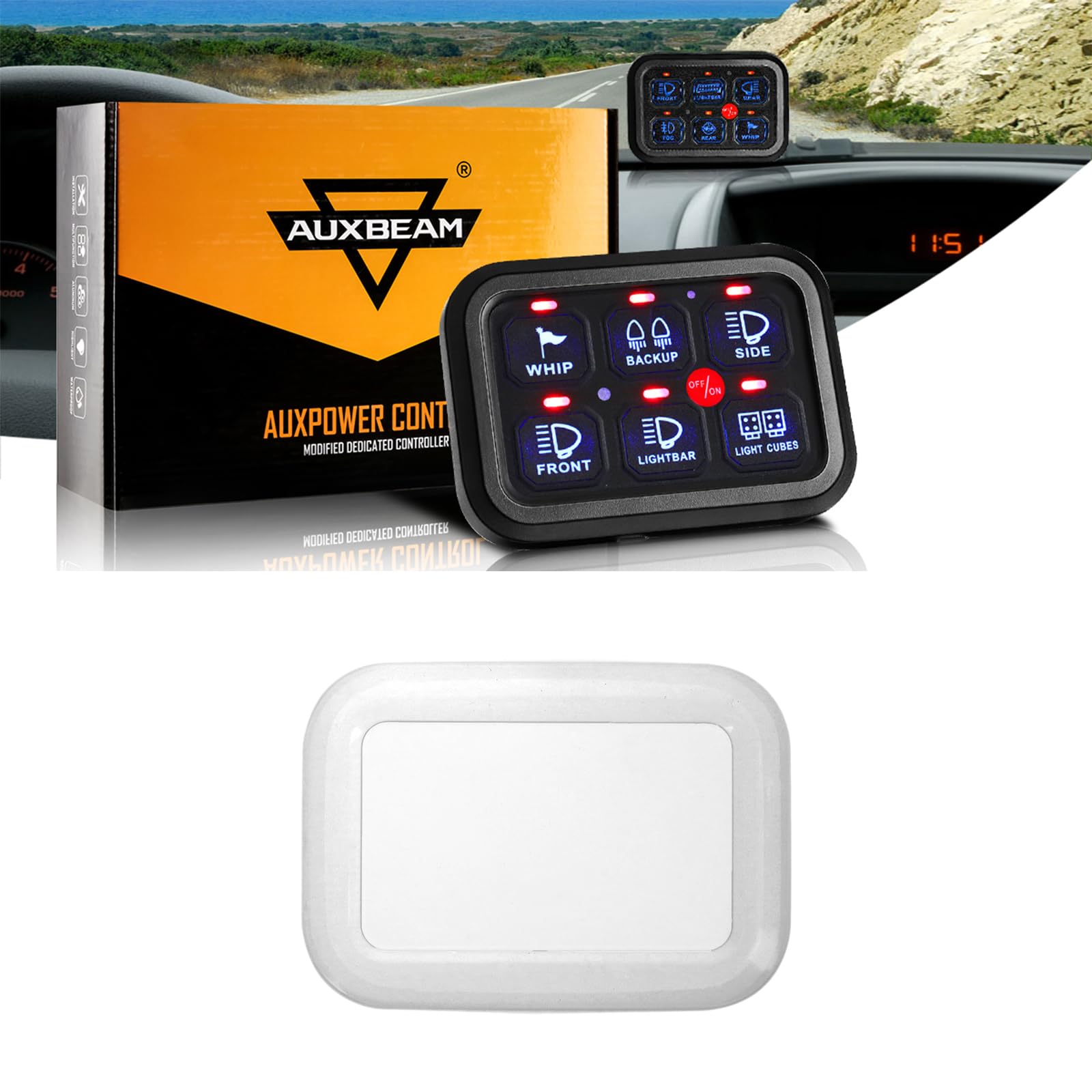 Amazon.com: Auxbeam 6 Gang Switch Panel (Blue) + Waterproof Silicone ...