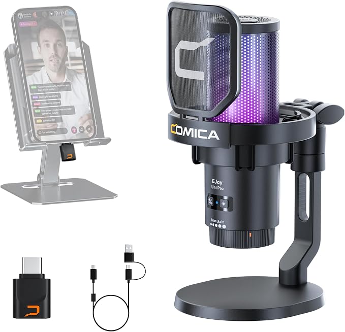 Amazon.com: COMICA EJoy Uni Pro Wireless USB Microphone for PC Gaming ...