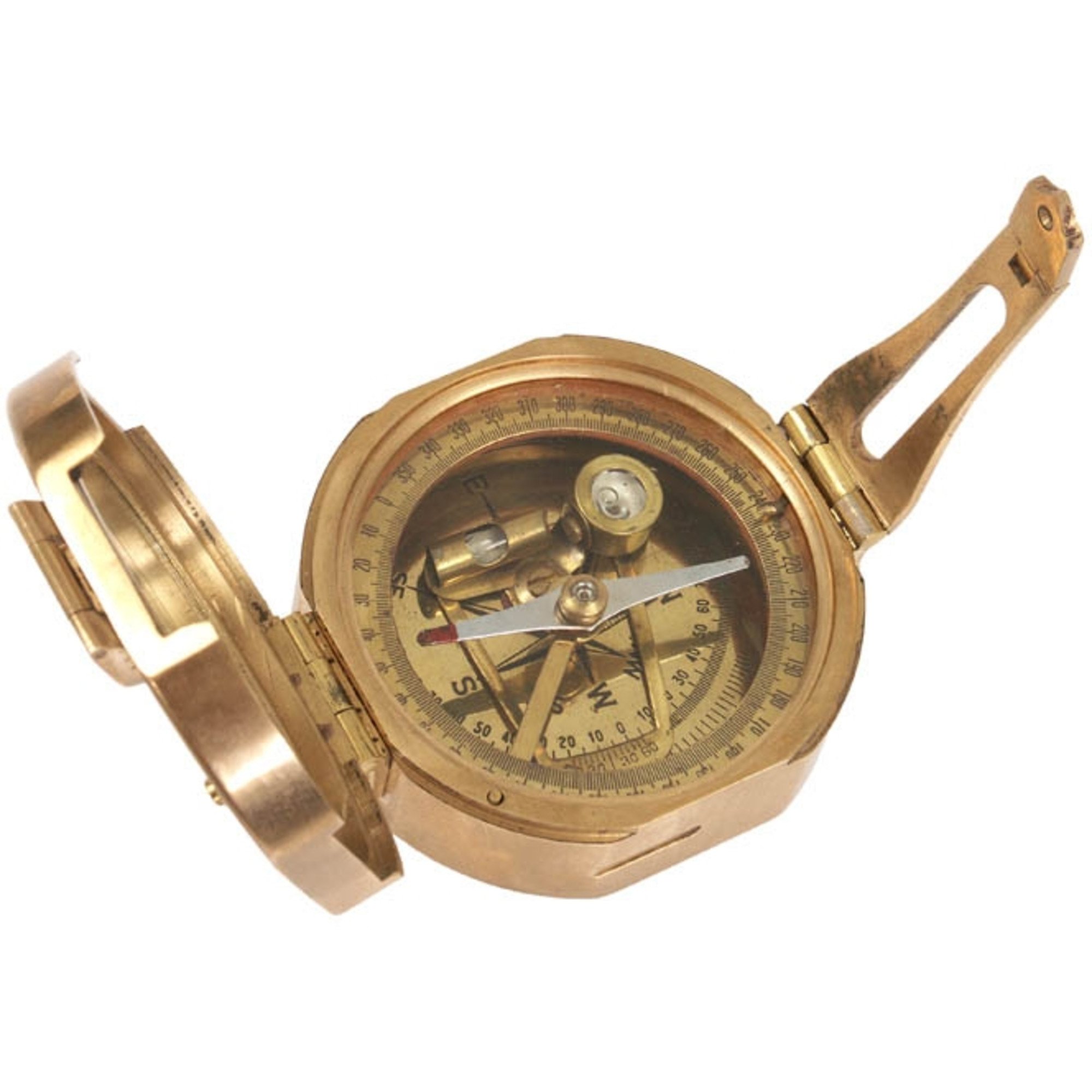 Trinidad Solid Brass Sighting Compass with Clinometer with Hardwood Box ...