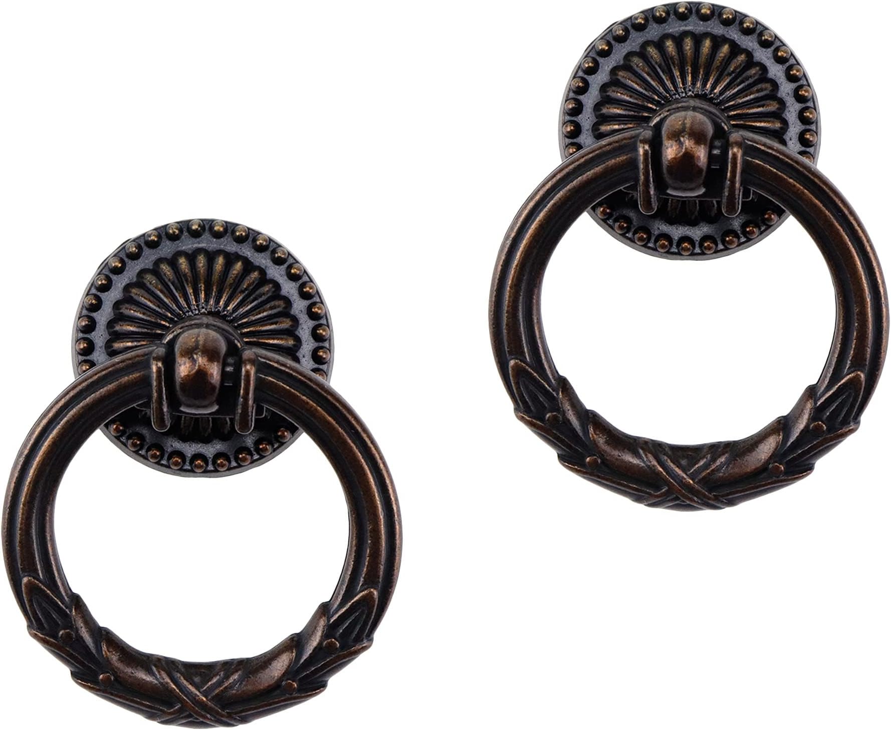 MY MIRONEY 2PCS Vintage Drawer Ring Pulls Antique Bronze Cabinet Ring ...