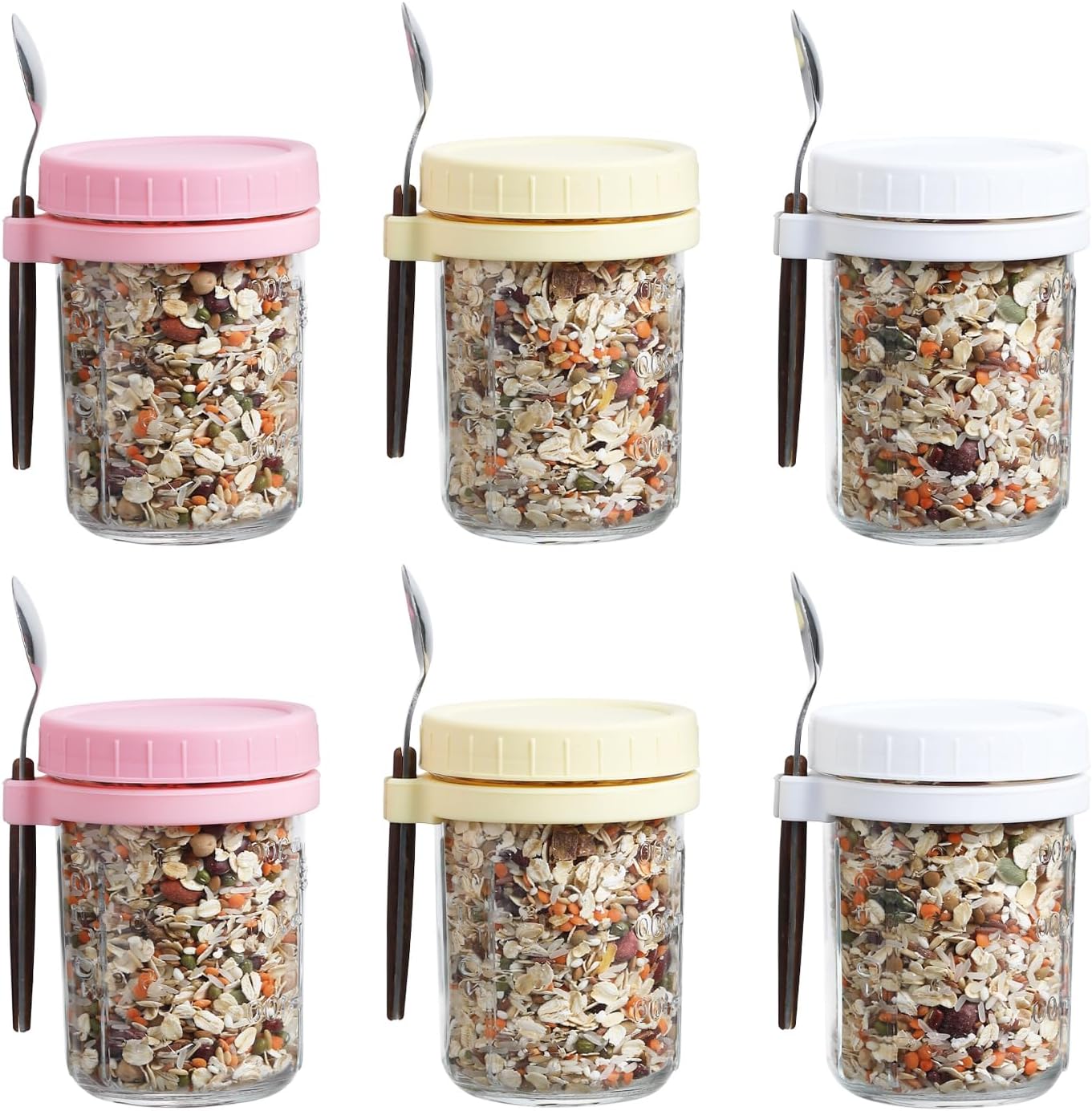 Amazon.com: OMNISAFE 6 Pack 16 Oz Overnight Oats Glass Jars, Oats ...
