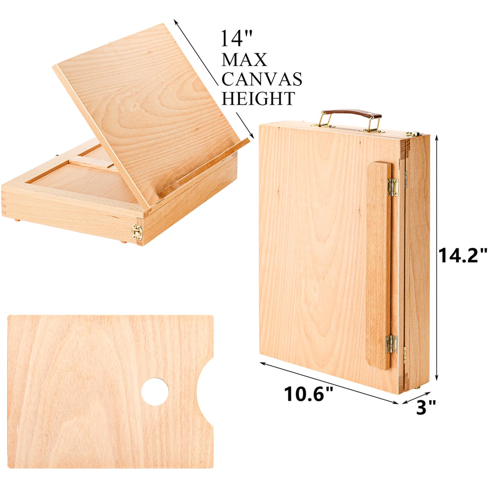 DEAYOU Wood Tabletop Easel Storage Box, Beechwood Portable Sketchbox ...
