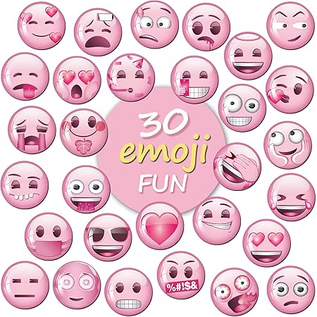 Amazon.com: 30 Pink Emoji Fridge Magnets, Laughing Crying Emoji Locker ...