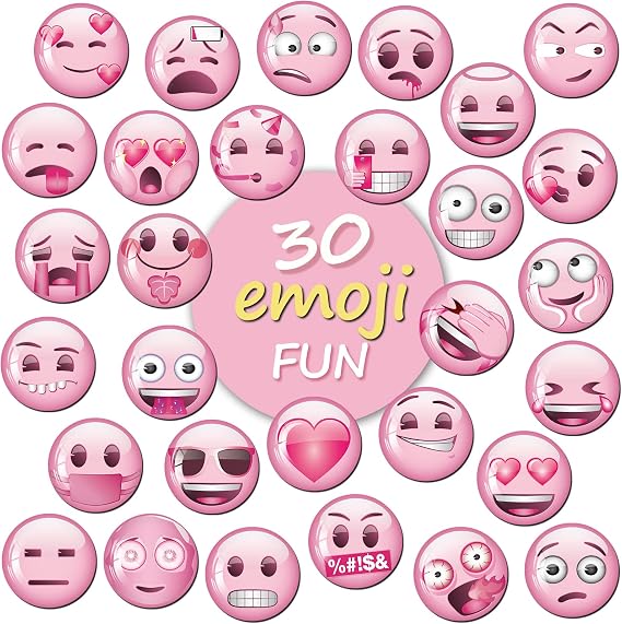 Amazon.com: 30 Pink Emoji Fridge Magnets, Laughing Crying Emoji Locker ...