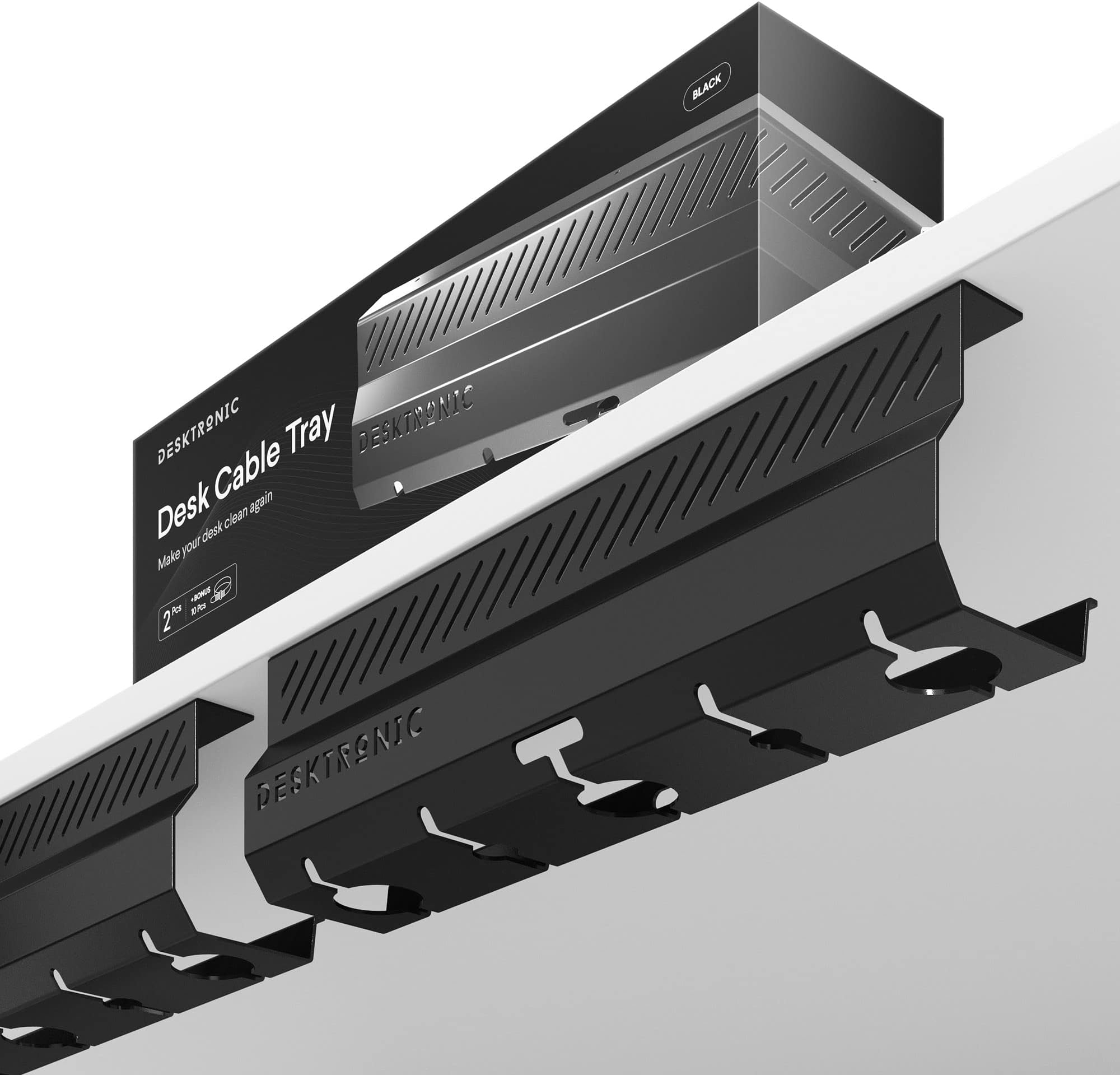 Desktronic Lot de 2 goulottes de câbles de Bureau en Acier Inoxydable ...