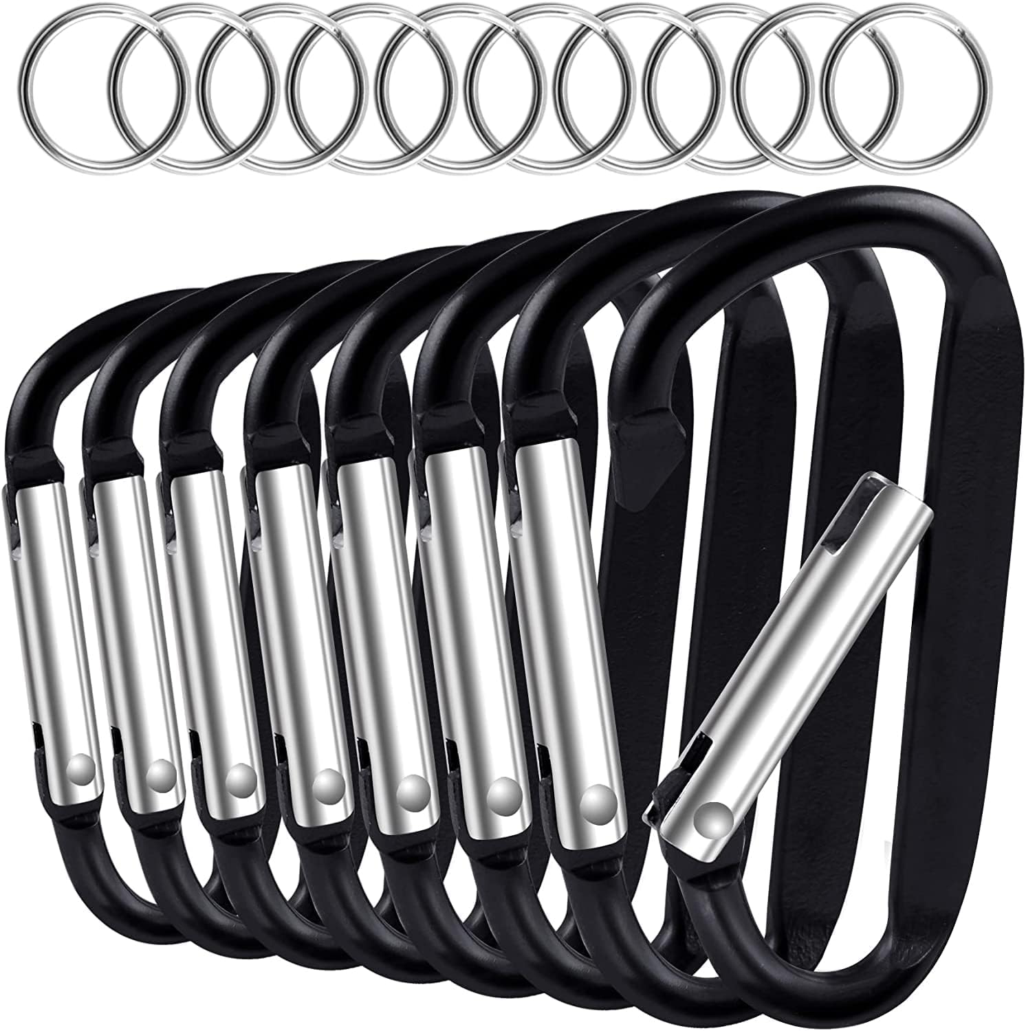 CRAZY SHARK 8PCS Aluminum Multi-Colored Carabiner Caribeaner Keychain ...