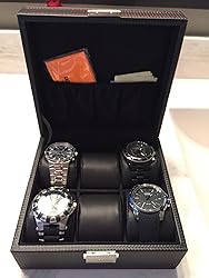 Amazon.com: Caddy Bay Collection Carbon Fiber Pattern Black Watch Case ...