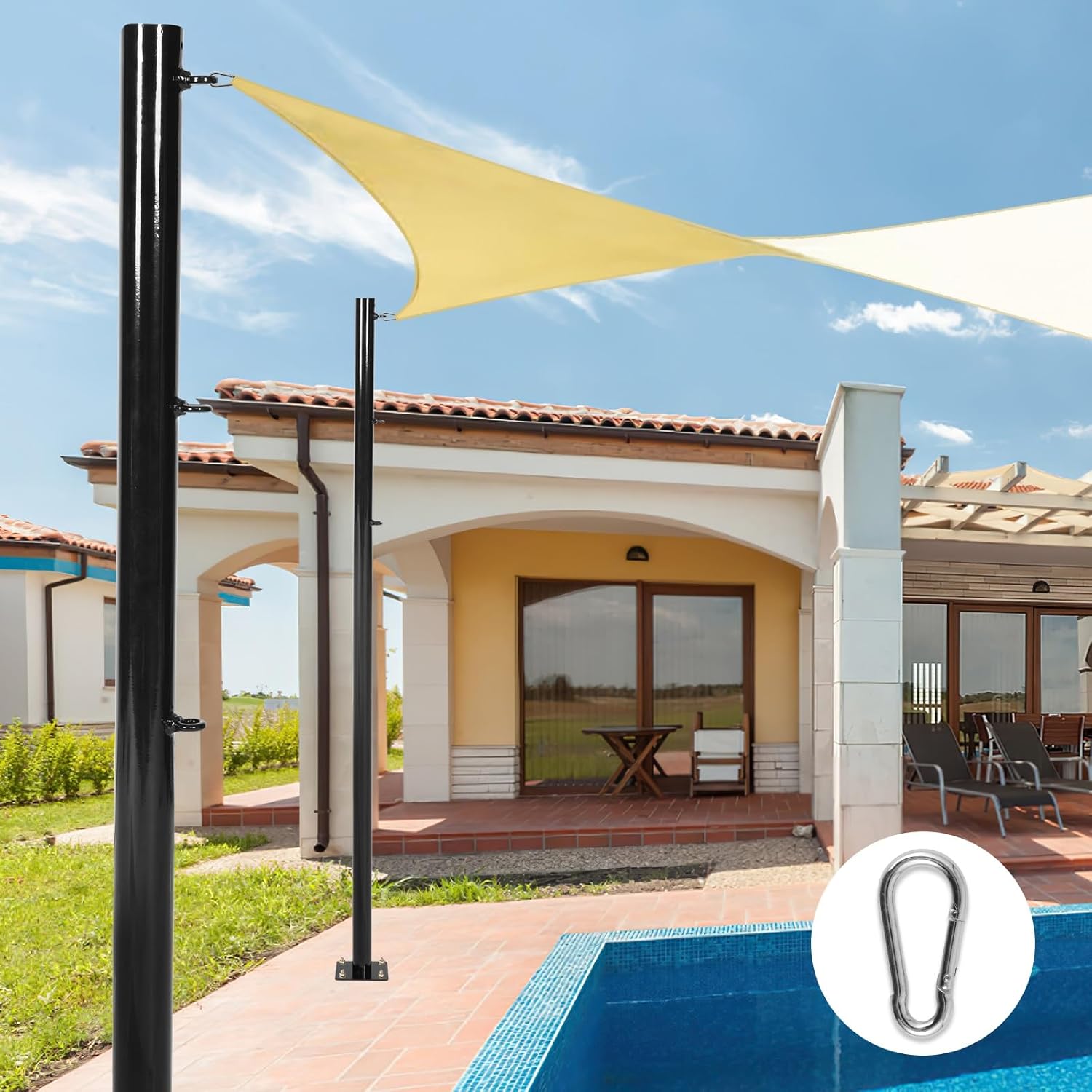 2 Pack Sun Shade Sail Poles, 10FT Outdoor Sun Shade Sail Poles Kit ...
