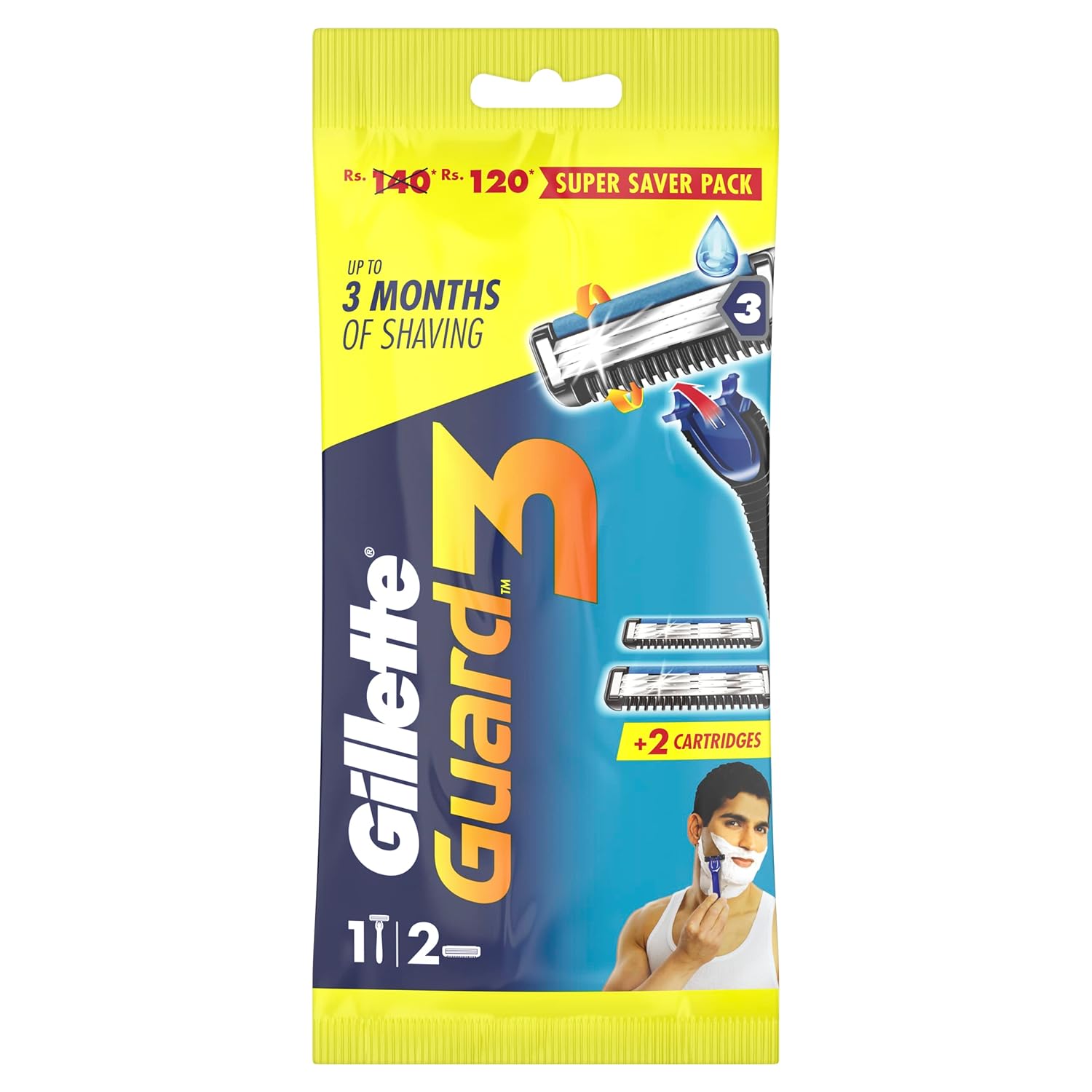 Gillette Guard 3 1 Razor + 2 Cartrides : Amazon.in: Health & Personal Care