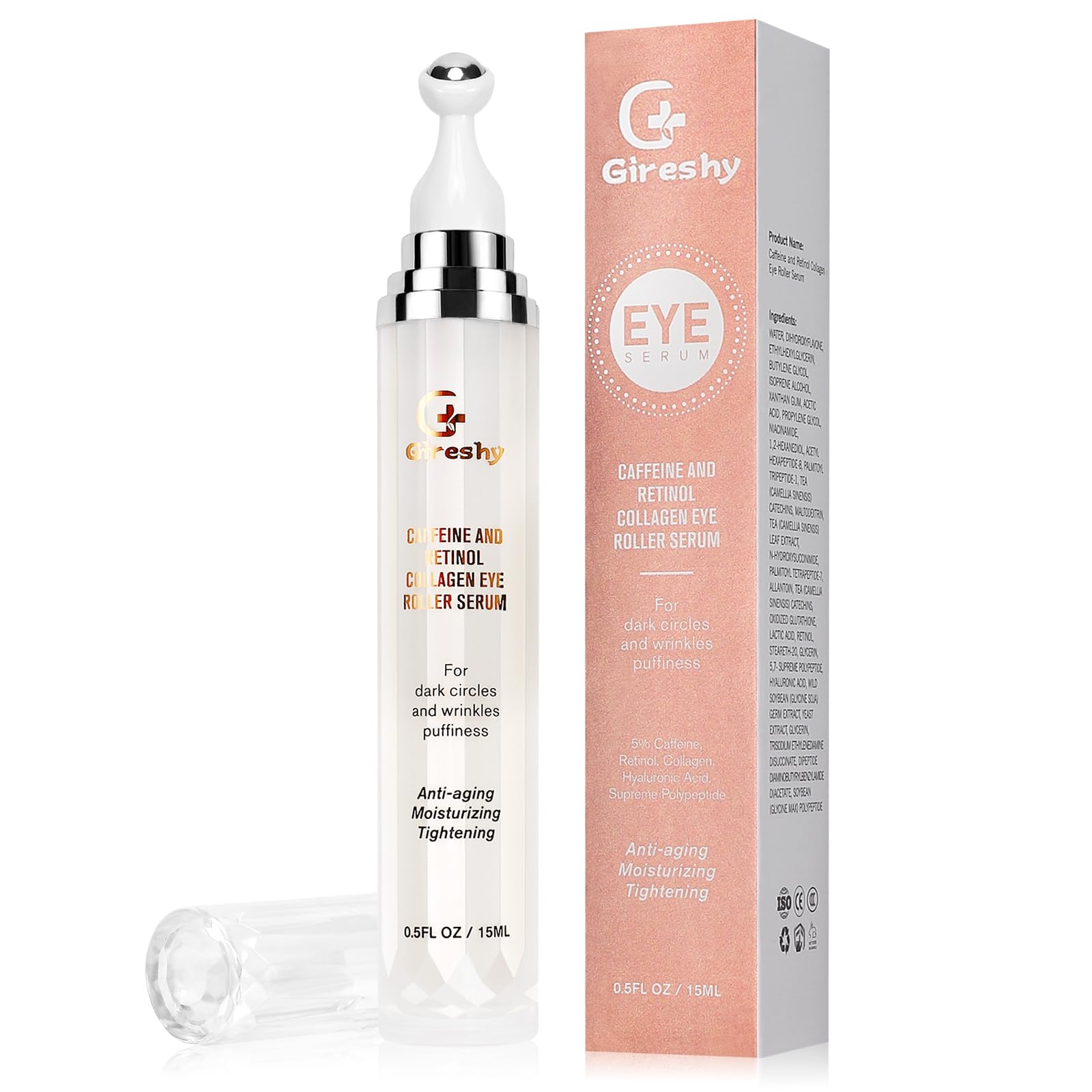 Amazon.com: Eye Serum Caffeine for Dark Circles: Retinol eye roller ...