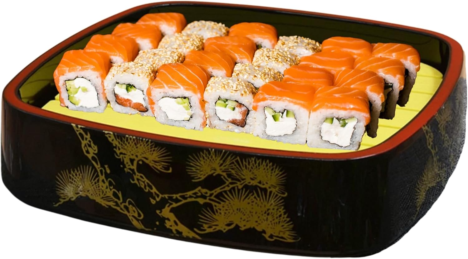 Amazon.com | Dark Red with Bonsai Art Sushi Serving Tray - Square ...