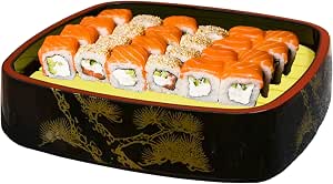 Amazon.com | Dark Red with Bonsai Art Sushi Serving Tray - Square ...