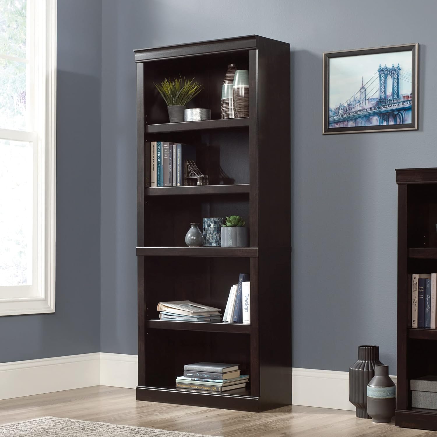 Amazon.com: Realspace® 72"H 5-Shelf Bookcase, Peppered Black : Home ...
