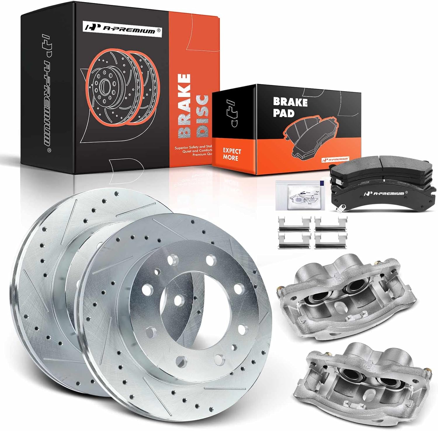 Amazon.com: A-Premium Front Drilled and Slotted Disc Brake Rotors and Ceramic Pads Kit with ...