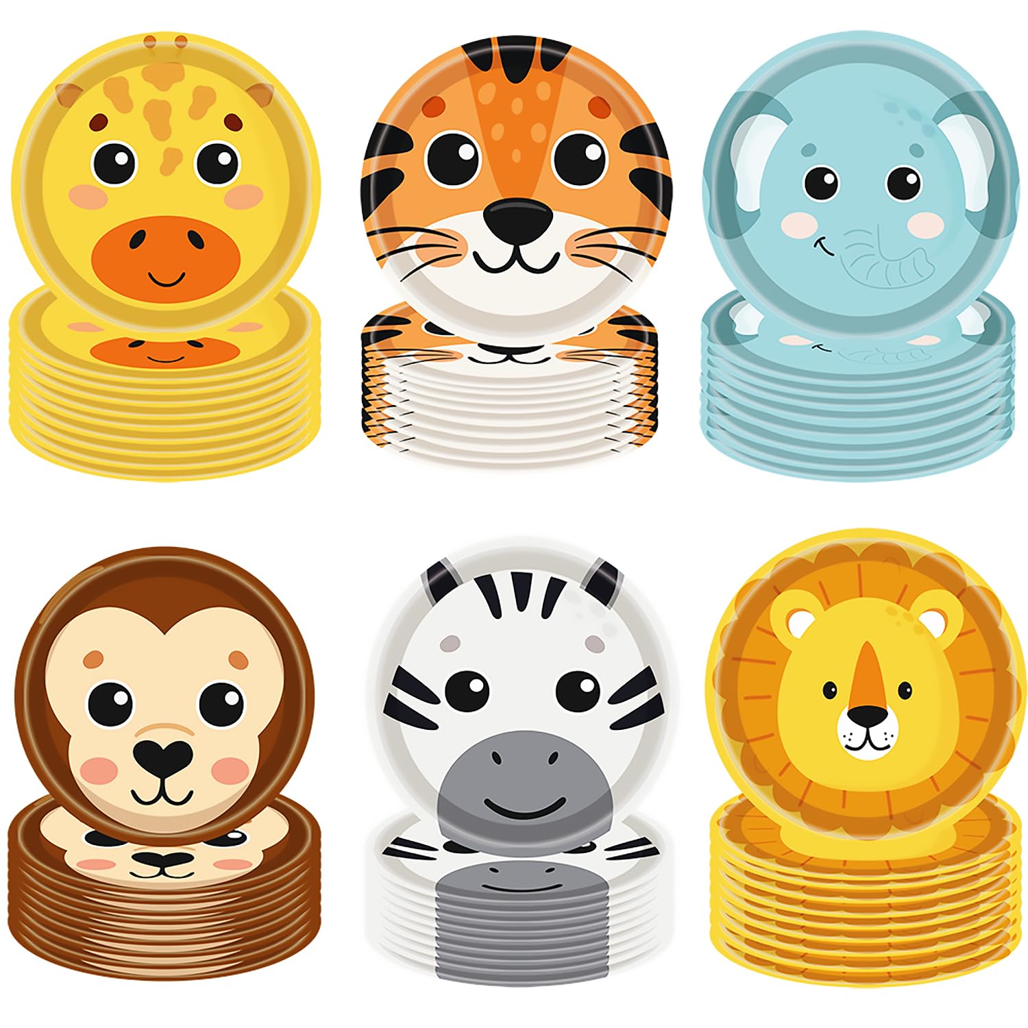 Amazon.com: 60Pcs Jungle Safari Party Paper Plates Jungle Zoo Animal ...