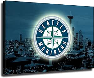 Amazon.com: Seattle Mariners Baseball Poster Canvas Wall Art Print Oil ...