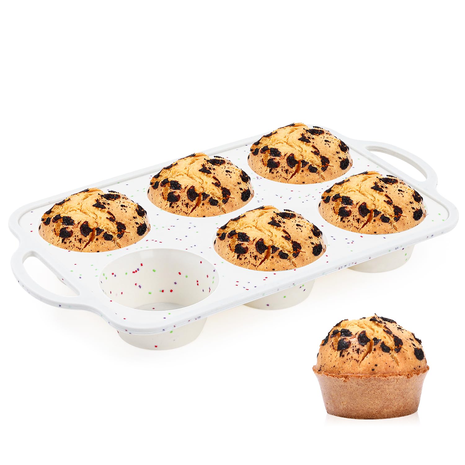 Amazon.com: FUNBAKY Jumbo Muffin Pan Silicone with Metal Frame, 3.5 ...