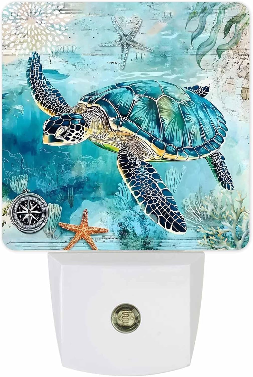 Amazon.com: Teal Sea Turtle Plug-in LED Night Lights Vintage Ocean Auto ...