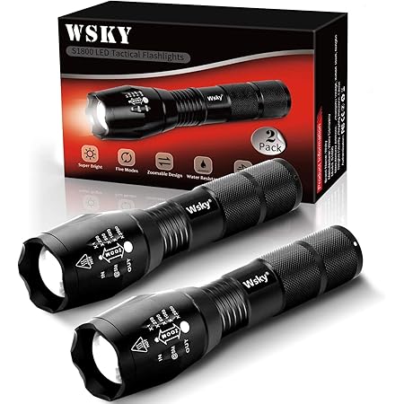 LETMY LED Tactical Flashlight S1000 PRO - 2 Pack Bright, Military Grade ...