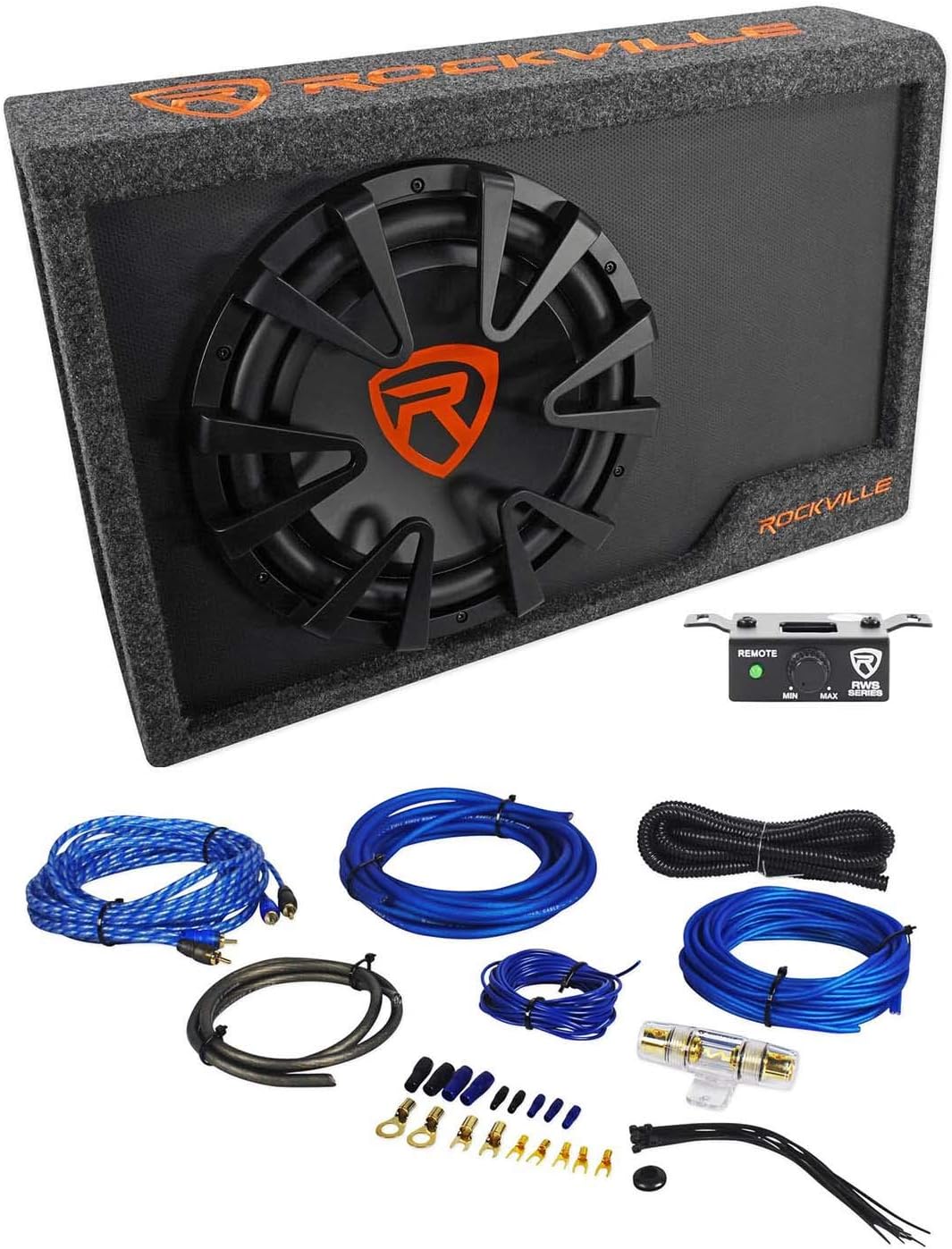 Amazon.com: Rockville RWS12CA Slim 1200 Watt 12" Powered Car Subwoofer ...