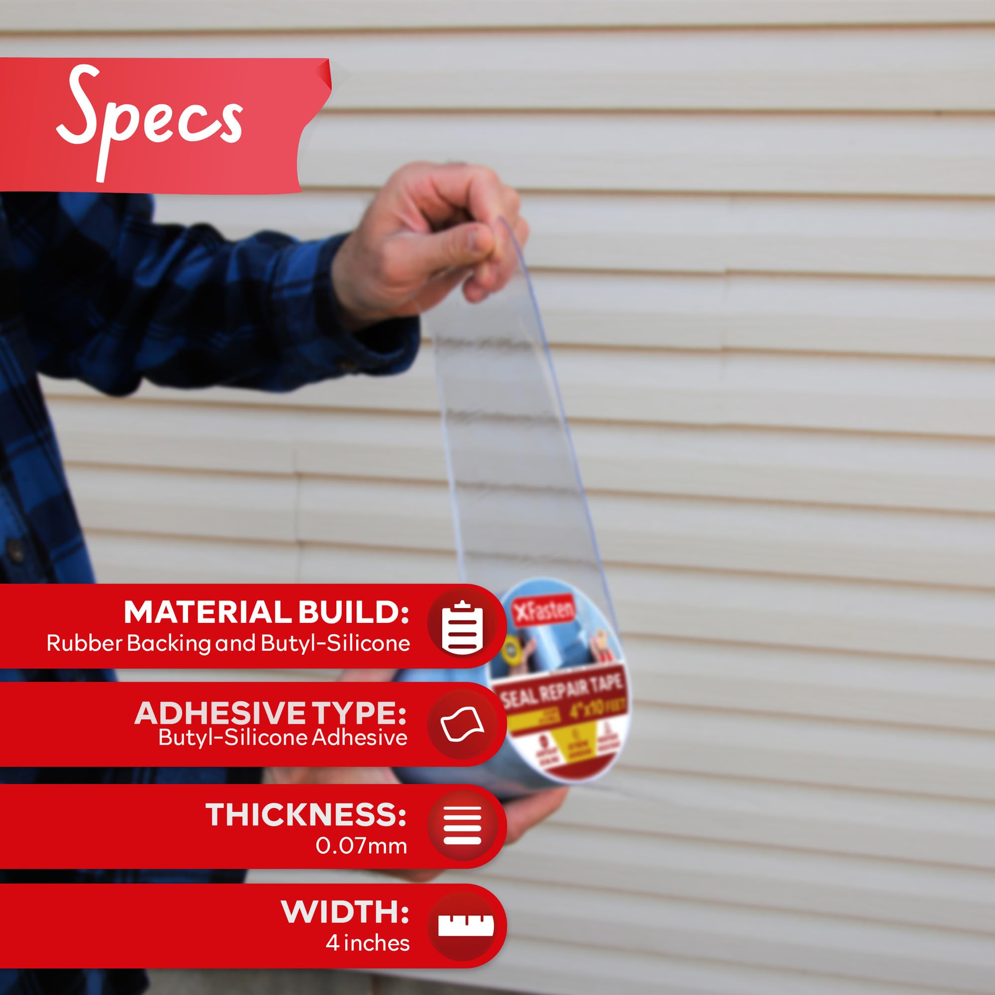 Snapklik.com : Waterproof Patch And Seal Tape Clear, 4” X 10-Feet Roof ...