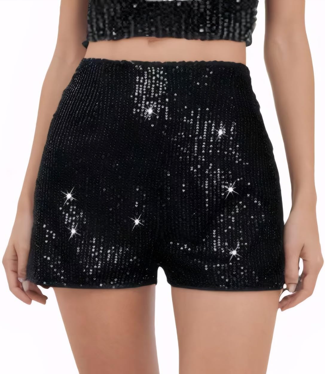 Women's Sequin Sparkle Elastic High Waist A Line Party Concert Shorts ...