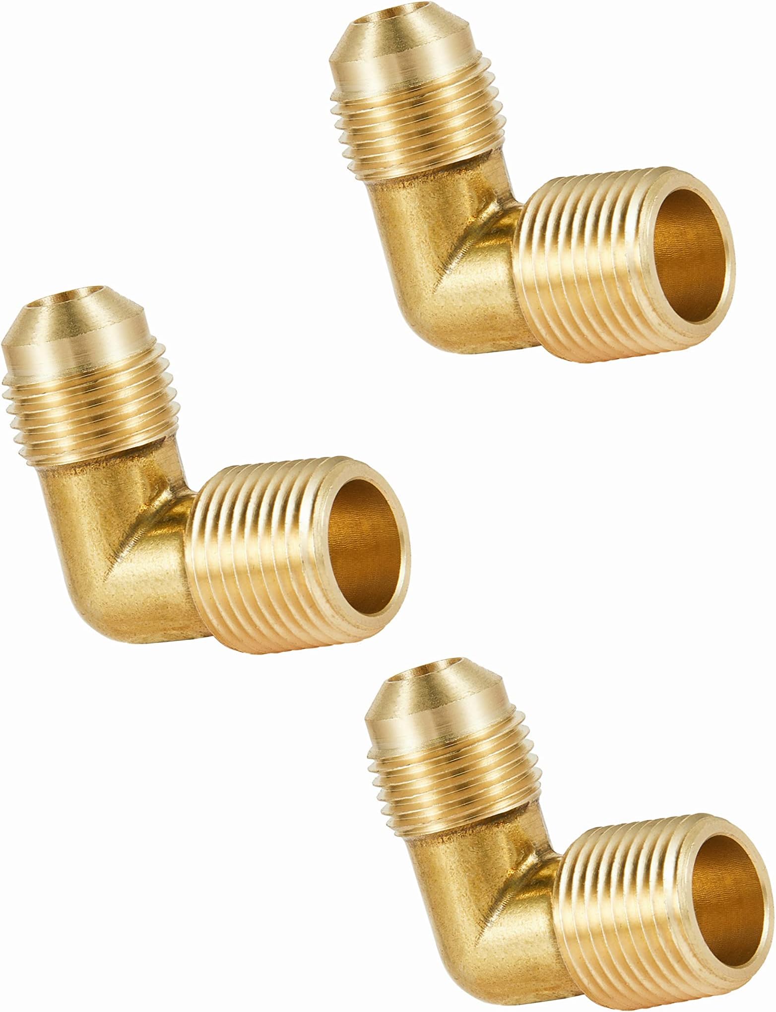 (Pack of 3) Brass Tube Fittings, 3/8 in. Flare x 3/8 in. Male Elbow ...