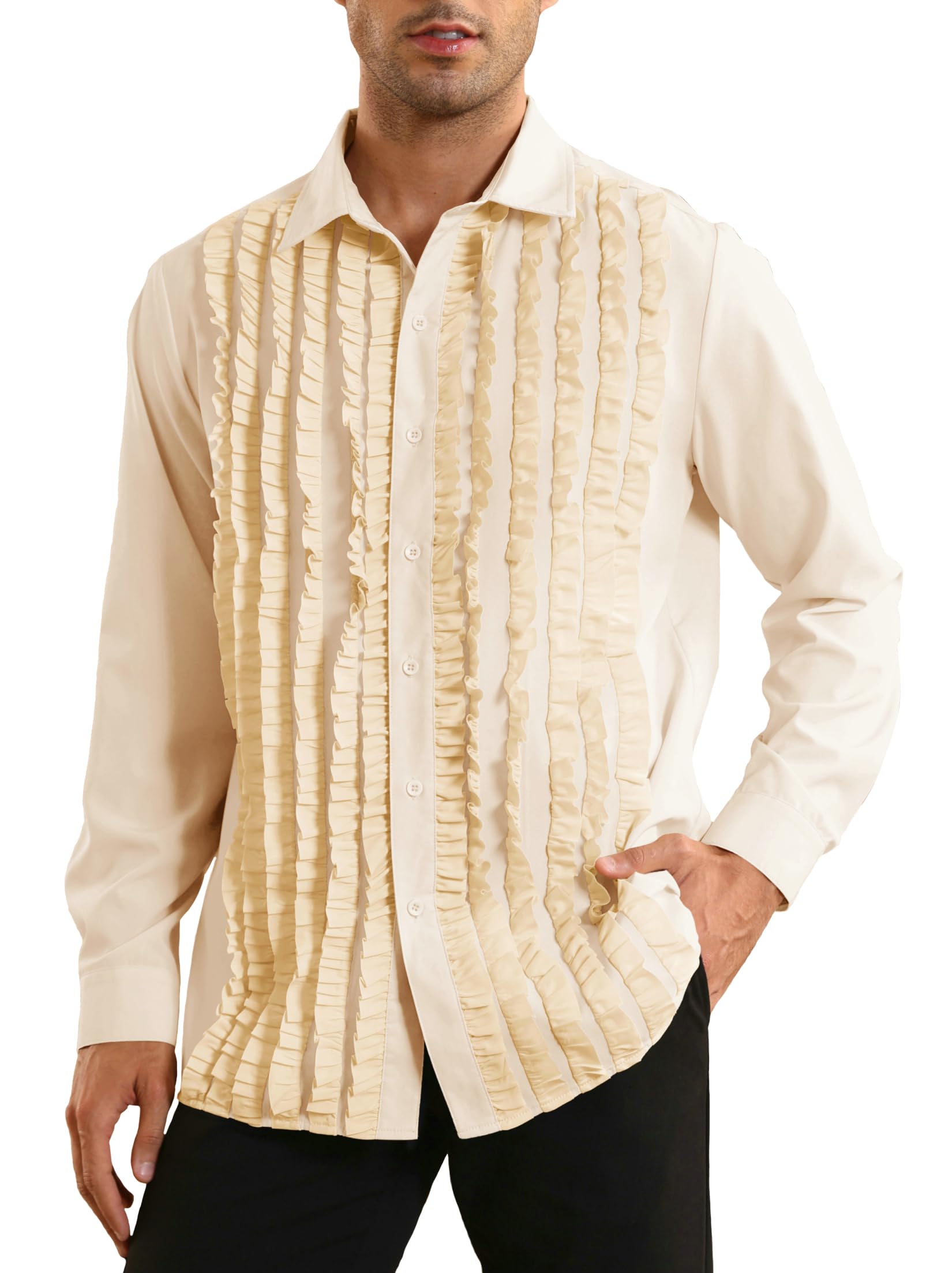Snapklik.com : Mens Ruffle Tuxedo Shirt 80s Prom Ruffled Button Down ...