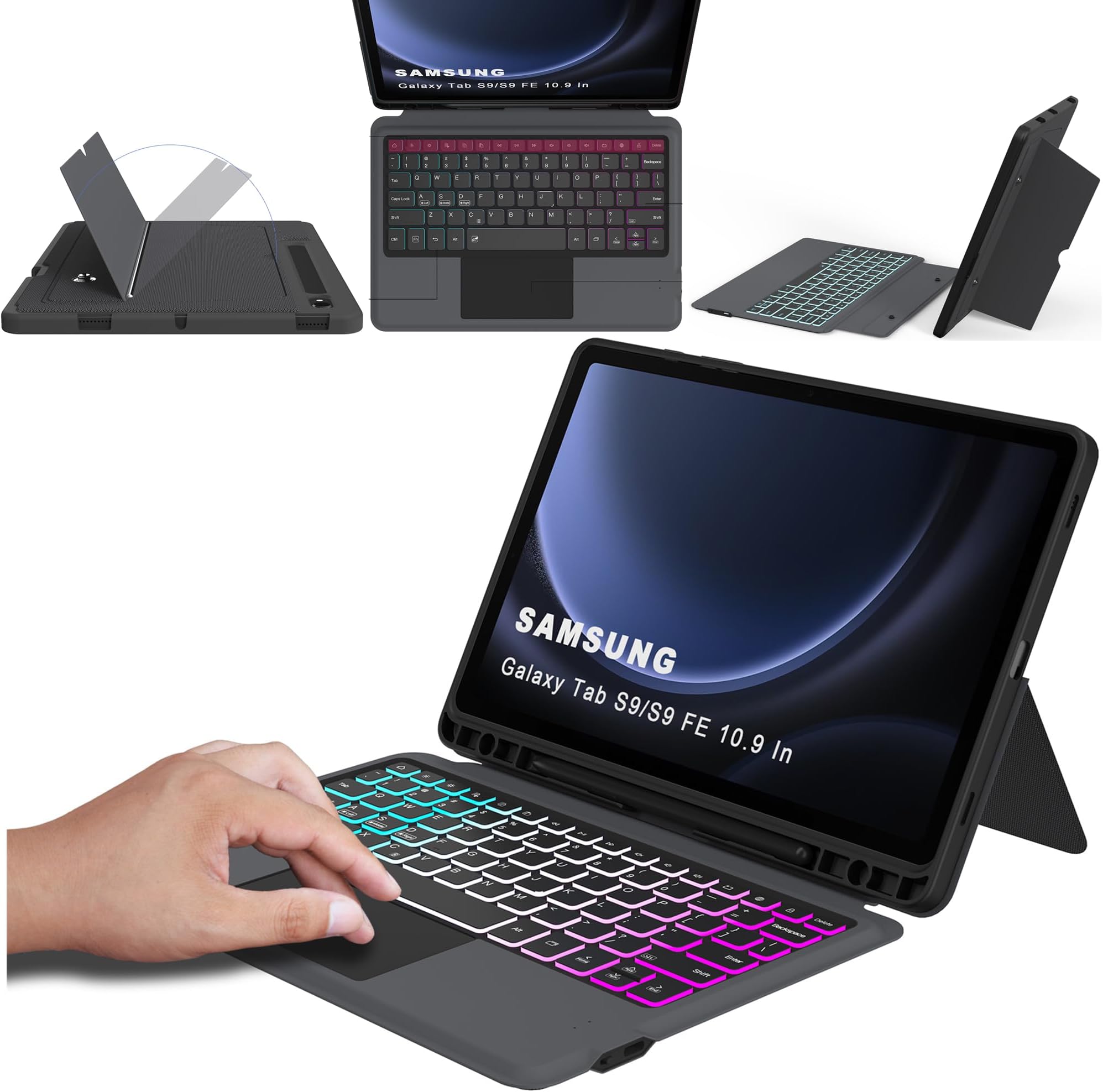 Amazon.com: Keyboard Case for Samsung Galaxy Tab S9 FE 10.9"/ S9 11 ...