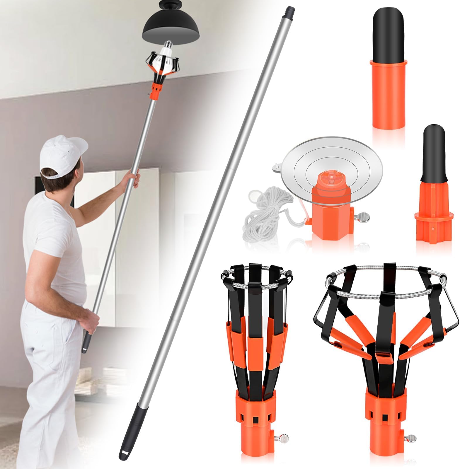 12FT Light Bulb Changer for High Ceilings,Light Bulbs Changer Pole with ...