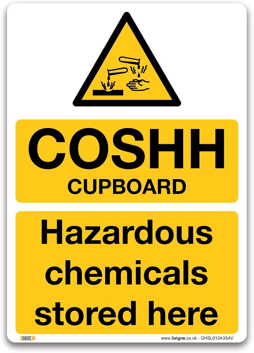 COSHH Cupboard Sign - Self Adhesive Vinyl - Hazchem Chemicals Safety ...