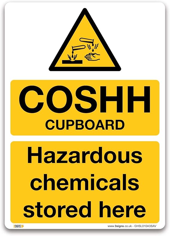 COSHH Cupboard Sign - A3 420x297mm Self-adhesive Vinyl - Hazchem ...